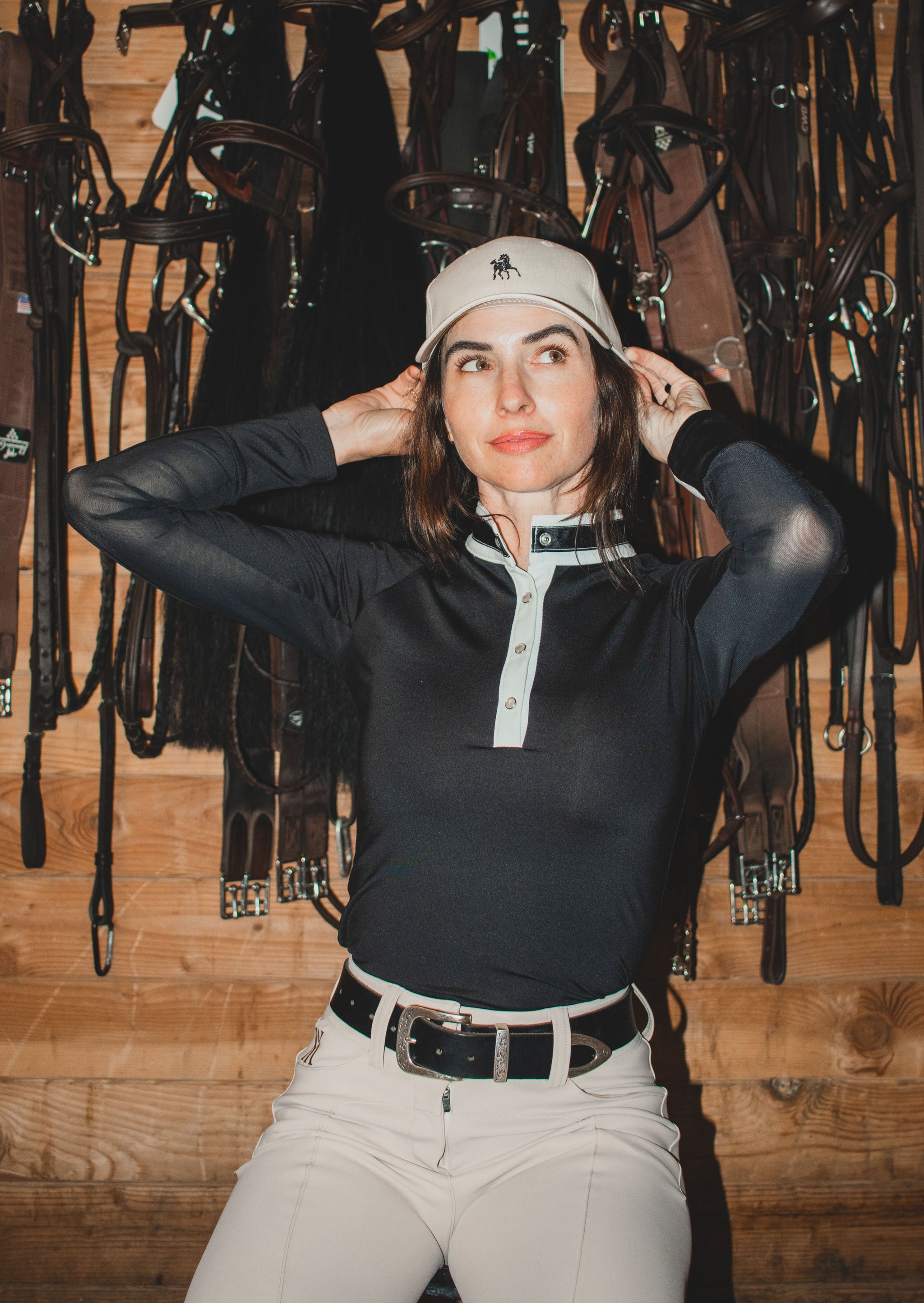 Milton Menasco | Gimme Ribbon Equestrian Top with Mesh Undersleeves ...